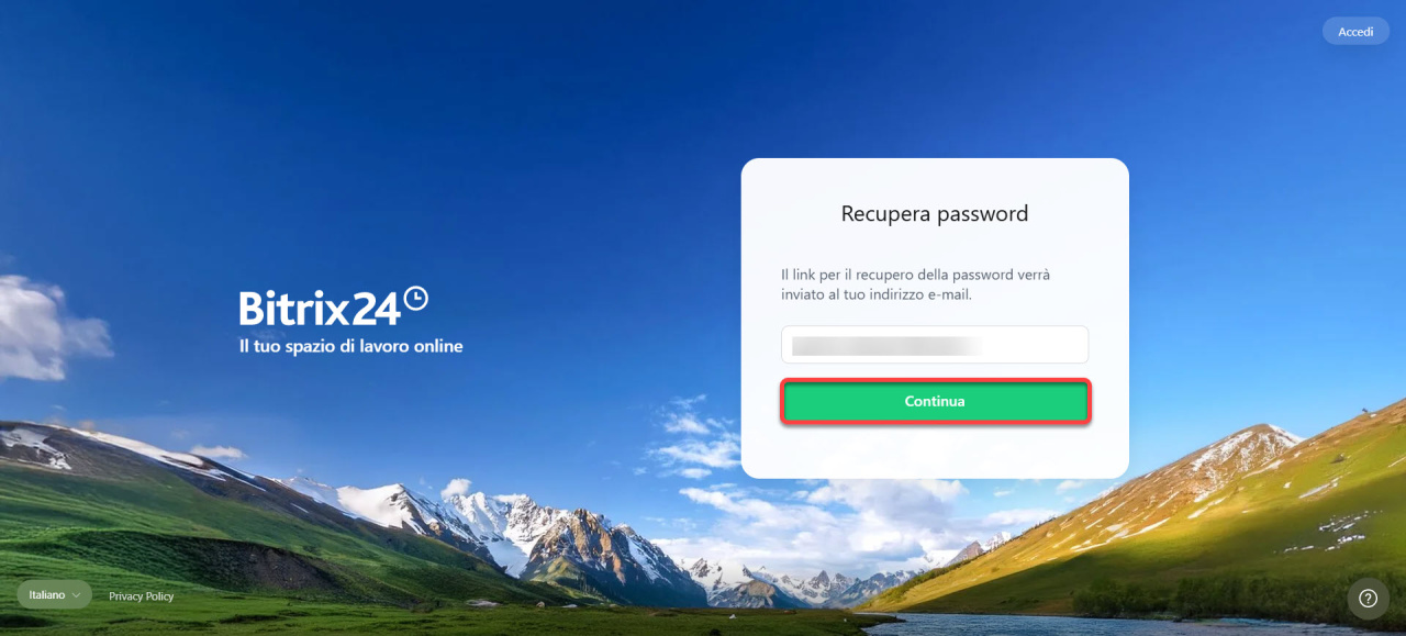 Recupera password in Bitrix24